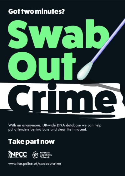 Swab Out Crime flyer (one-sided) | FCN